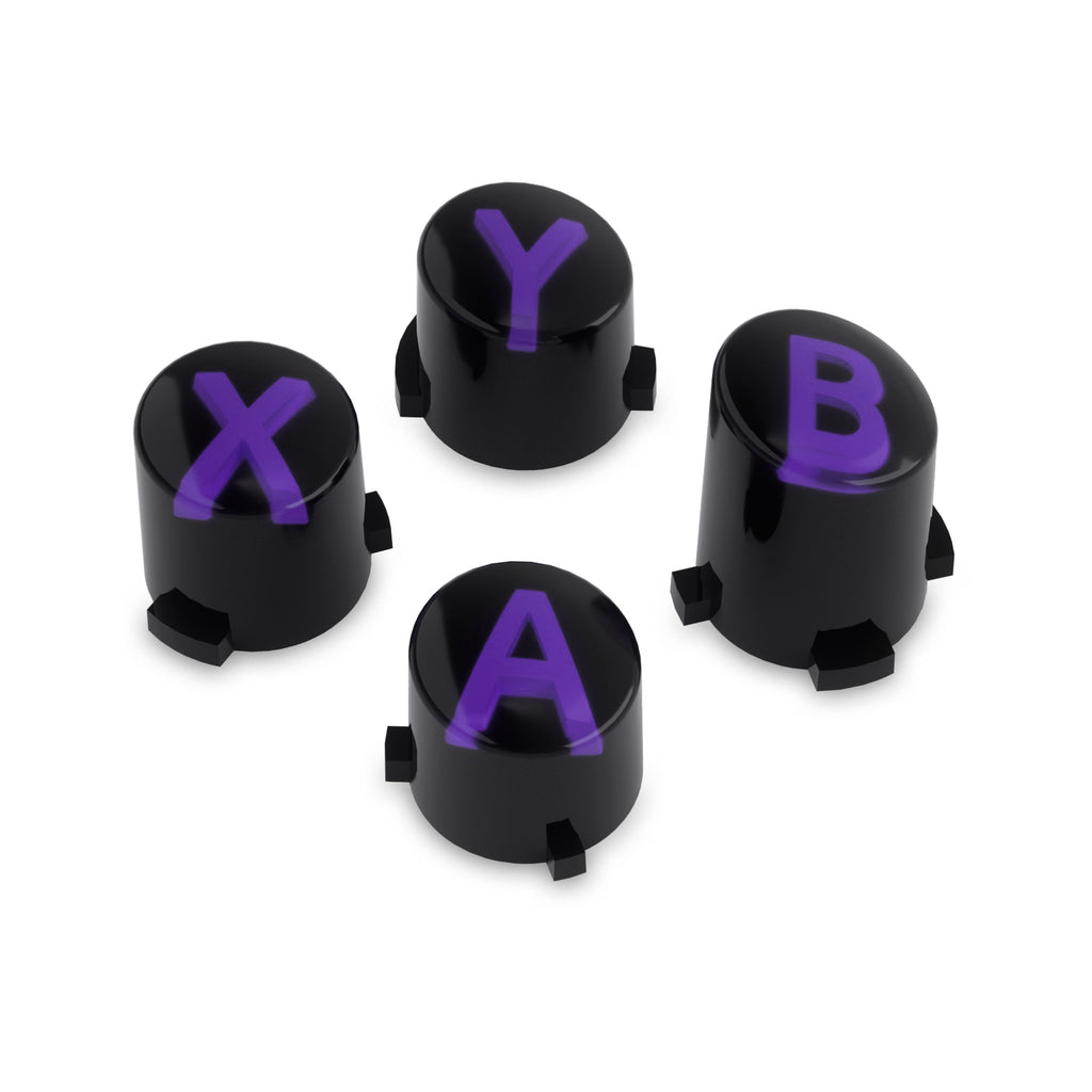 eXtremeRate Three-Tone Black & Clear & Purple ABXY Action Buttons with ...