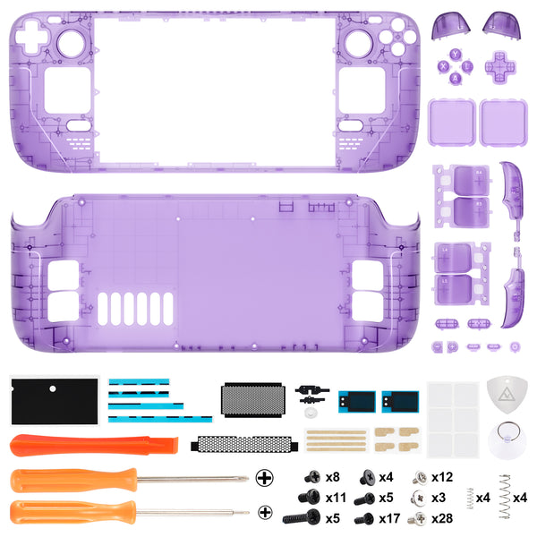 eXtremeRate Replacement Clear Atomic Purple Full Set Shell with Buttons ...