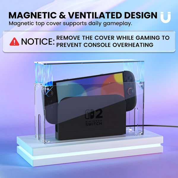 PlayVital Clear Acrylic Dustproof Cover for Nintendo Switch 2, Magneti ...