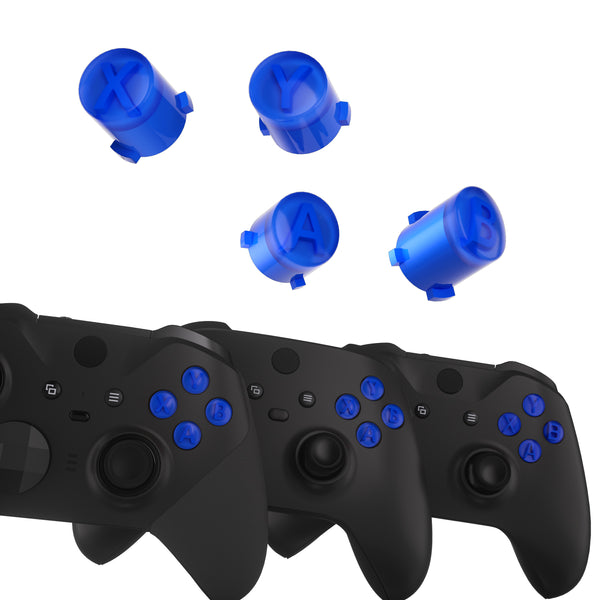 eXtremeRate Two-Tone Blue & Clear ABXY Action Buttons with Classic ...