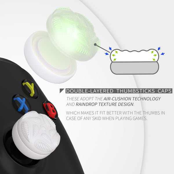 PlayVital Thumbs Cushion Caps Raindrop Texture Design White Thumb Grips ...
