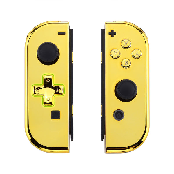 eXtremeRate Chrome Gold Joycon Handheld Controller Housing (D-Pad Vers ...