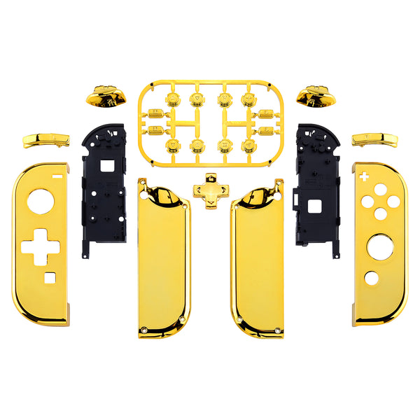 eXtremeRate Chrome Gold Joycon Handheld Controller Housing (D-Pad Vers ...