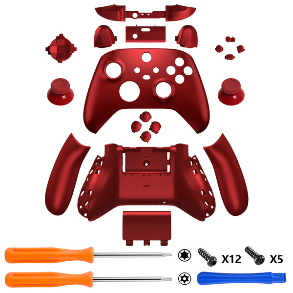 eXtremeRate Scarlet Red Controller Full Set Housing Shell Case with Bu ...