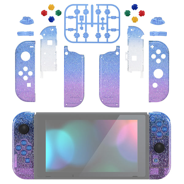 eXtremeRate Glitter Gradient Translucent Bluebell Joycon Handheld Cont ...