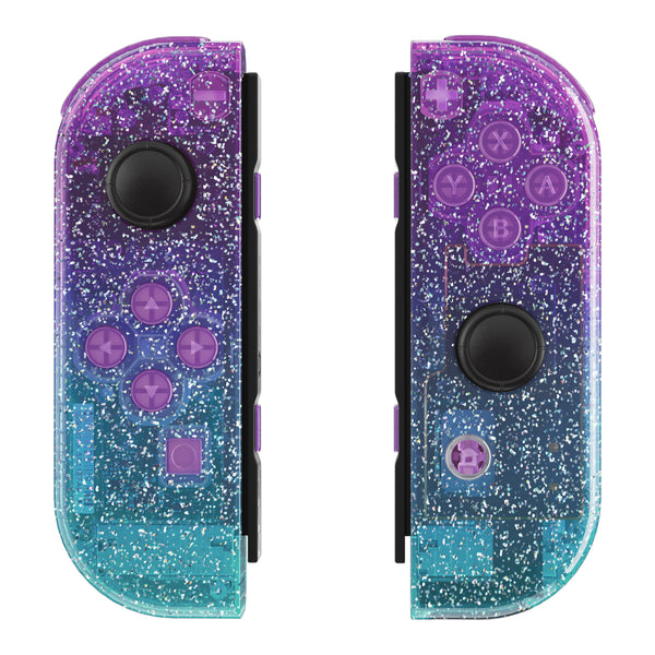 eXtremeRate Glitter Gradient Translucent Bluebell & Blue Joycon Handhe ...