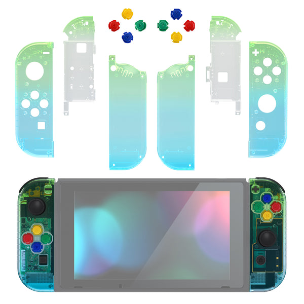 eXtremeRate Gradient Translucent Green Blue Joycon Handheld Controller ...