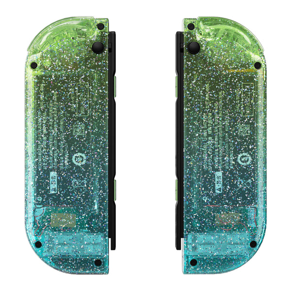 eXtremeRate Glitter Gradient Translucent Green Blue Joycon Handheld Co ...