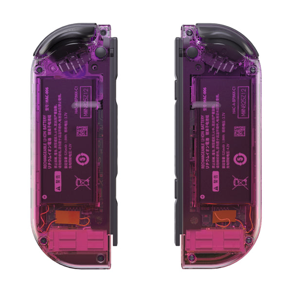 eXtremeRate Clear Atomic Purple Rose Red Joycon Handheld Controller Ho ...