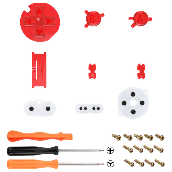 eXtremeRate Clear Red Replacement Full Set Buttons for Gameboy Color G ...