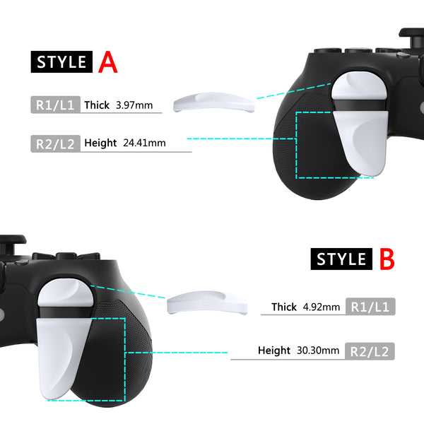 PlayVital 2 Pair White Shoulder Buttons Extension Triggers for PS4 All ...